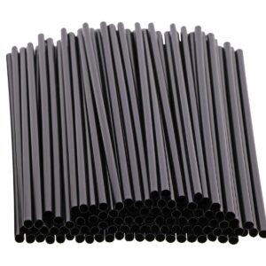 Tupalizy 100PCS Black Plastic Straws Drinking Coffee Stirrers for Wedding Coffee Sip Stir Sticks for Cocktail Tea Chocolate Hot Water Cold Drinks Cups Travel Mugs Crafts Home Bars, 5.12 inch