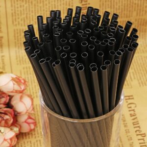 Tupalizy 100PCS Black Plastic Straws Drinking Coffee Stirrers for Wedding Coffee Sip Stir Sticks for Cocktail Tea Chocolate Hot Water Cold Drinks Cups Travel Mugs Crafts Home Bars, 5.12 inch