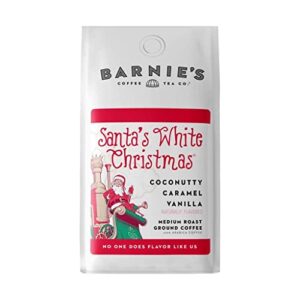 BARNIE'S COFFEE TEA Santa's White Christmas Ground Coffee with Smooth Coconut, Caramel, and Warm Vanilla Flavors, Medium Roasted Arabica Coffee Beans, 12 oz Bag, 1 Count (Pack of 1)