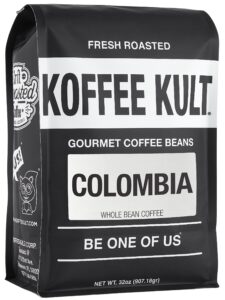 koffee kult colombian medium roast coffee beans 100% single origin colombia arabica whole bean (whole bean, 32oz)