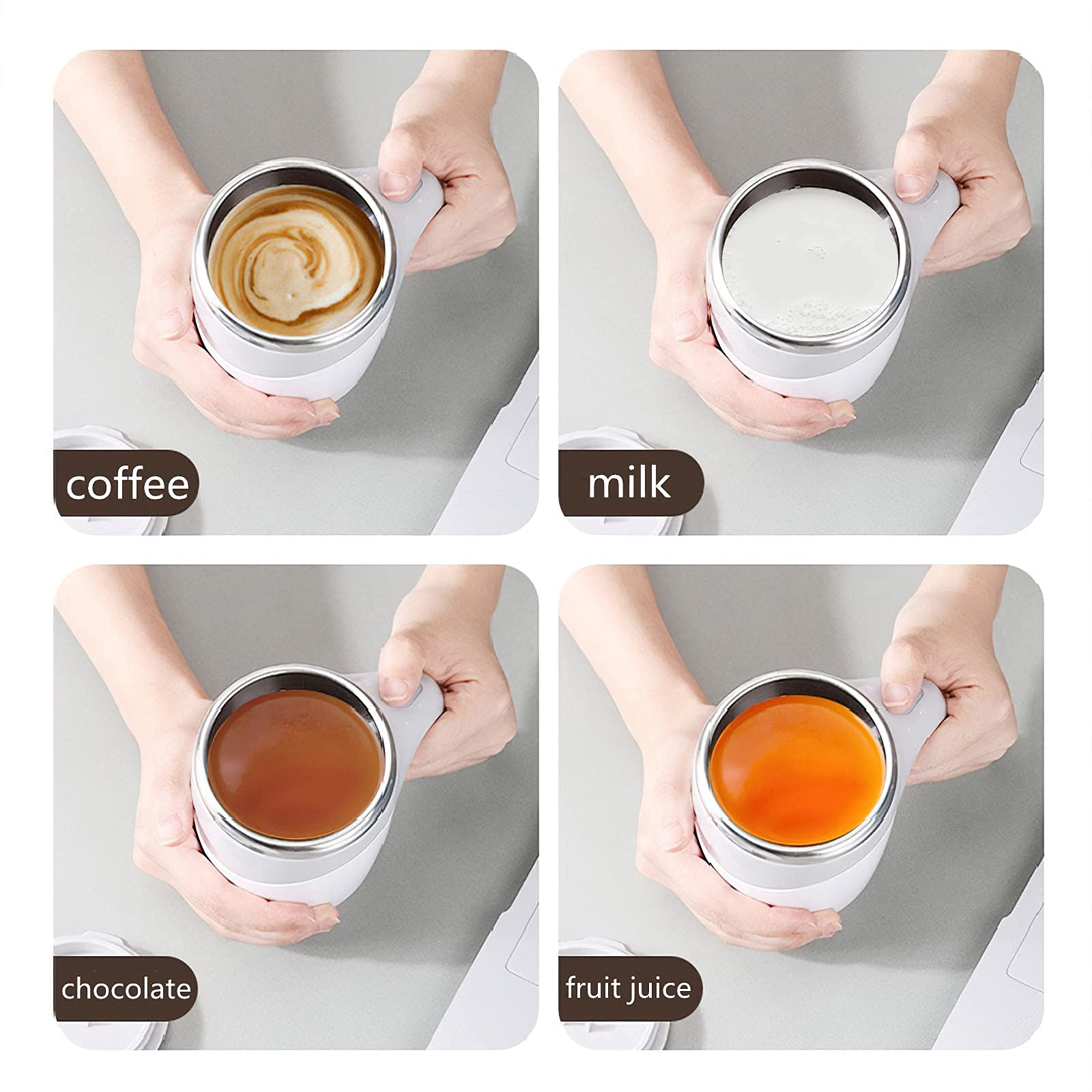 Automatic Magnetic Stirring Coffee Mug, Rotating Home Office Travel Mixing Cup，Funny Electric Stainless Steel Self Mixing Coffee Tumbler, Suitable for Coffee, Milk, Cocoa and Other Beverages……