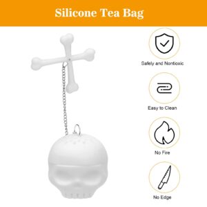 Leaf Tea Infuser, Silicone Tea Strainer, Coolrunner 2 Pcs Tea Bones Skull Tea Filter Diffuser for Loose Leaf Leaves, Mugs and Teapots