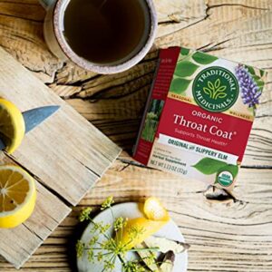 Traditional Medicinals Organic Throat Coat Herbal Tea, Supports Throat Health 16 Count (Pack of 1) Total 16 Count