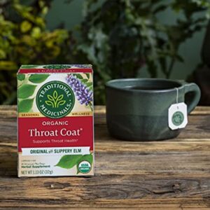 Traditional Medicinals Organic Throat Coat Herbal Tea, Supports Throat Health 16 Count (Pack of 1) Total 16 Count