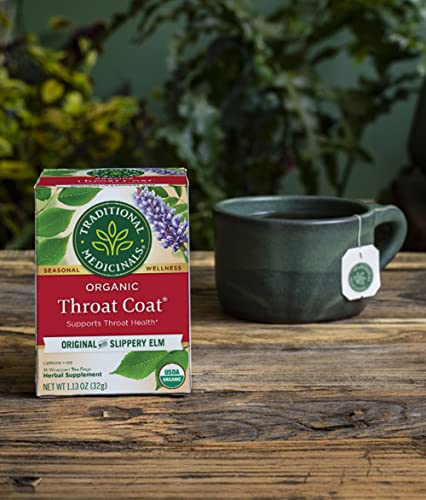 Traditional Medicinals Organic Throat Coat Herbal Tea, Supports Throat Health 16 Count (Pack of 1) Total 16 Count