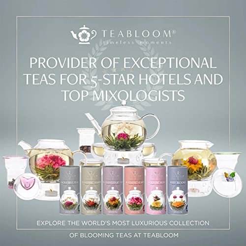 Teabloom Holiday Flowering Teas - 12 Assorted, Delicious Berry Blooming Teas - Premium Green Tea + Cranberry, Blueberry, Acai Berry & Strawberry