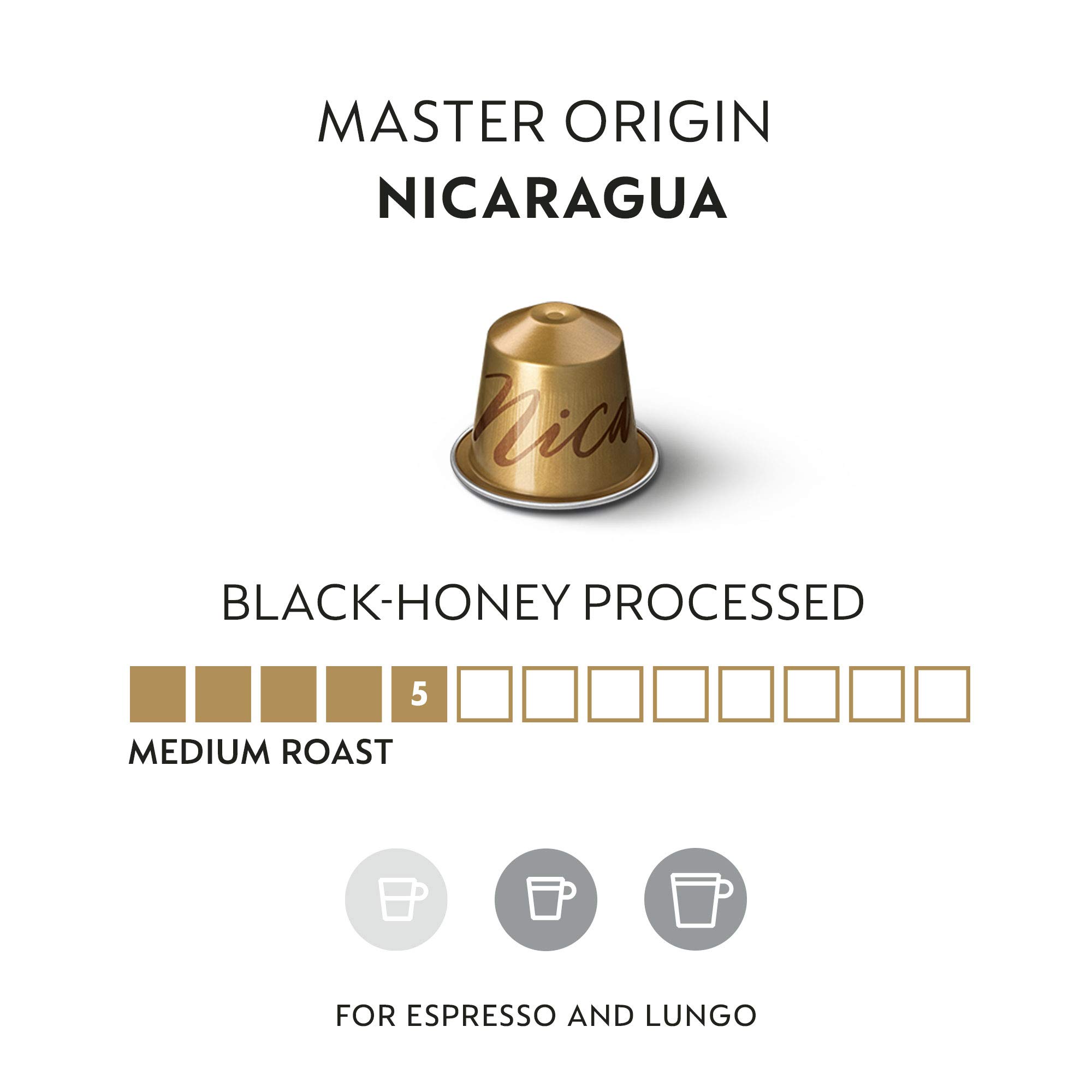 Nespresso Capsules OriginalLine, Nicaragua Master Origin, Medium Roast Coffee, 50 Count Coffee Pods, Brews 1.35oz (ORIGINAL LINE ONLY)