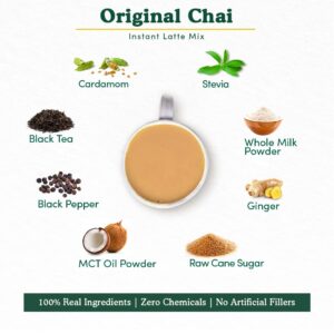 VAHDAM, Spiced Chai Tea Latte Instant Powdered Mix (240g/8.47oz) 30 Servings- Indian Masala Chai | Instant Chai Tea Powder With Whole Milk Powder