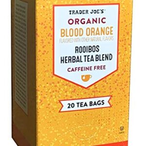 Trader Joes Organic Blood Orange Rooibos Herbal Tea Blend, Flavored with other Natural Flavors, Caffeine Free, 20 Tea Bags, 1.13 ounces (32 grams)