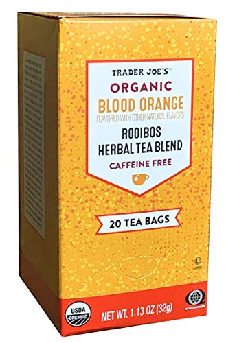 Trader Joes Organic Blood Orange Rooibos Herbal Tea Blend, Flavored with other Natural Flavors, Caffeine Free, 20 Tea Bags, 1.13 ounces (32 grams)