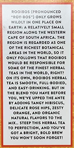 Trader Joes Organic Blood Orange Rooibos Herbal Tea Blend, Flavored with other Natural Flavors, Caffeine Free, 20 Tea Bags, 1.13 ounces (32 grams)