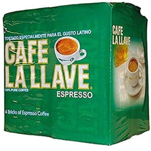 Café La Llave Espresso, Dark Roast, Fine Grind, 4-10 ounce bricks