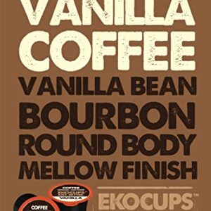 EKOCUPS Artisan Organic Vanilla Flavored Hot or Iced Coffee, Medium roast, in Recyclable Single Serve Cups for the Keurig K Cup Brew, 10 Count (Pack of 4)