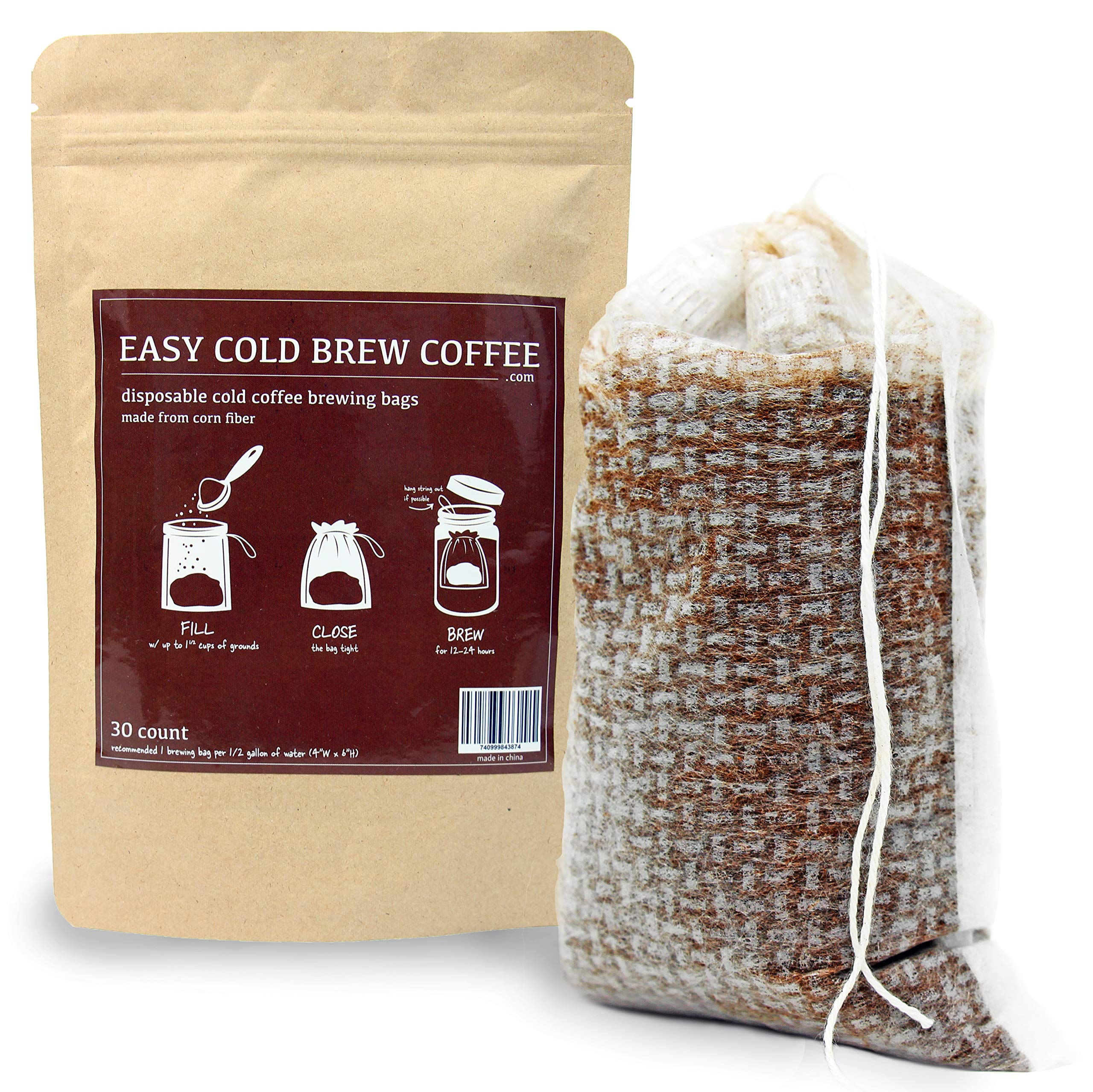 No Mess Cold Brew Coffee Filters - Easy, Single Use Filter Sock Packs, Disposable, Biodegradable Fine Mesh Brewing Bags for Concentrate, French/Cold Press Kit, Hot Tea in Mason Jar or Pitcher