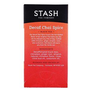 Stash Tea Decaf Chai Spice Tea 18 Count Tea Bags (packaging may vary) Individual Decaffeinated Black Tea Bags, Use in Teapots Mugs or Cups, Brew Hot Tea or Iced Tea