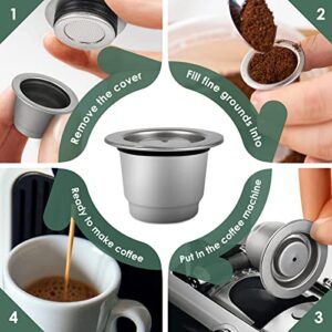 Reusable Coffee Capsules for Nespresso Originales, Stainless Steel Refillable Coffee Pods, 1pcs Reutilisable Refillable Espresso Capsule(1 Cup+ Plastic Spoon)