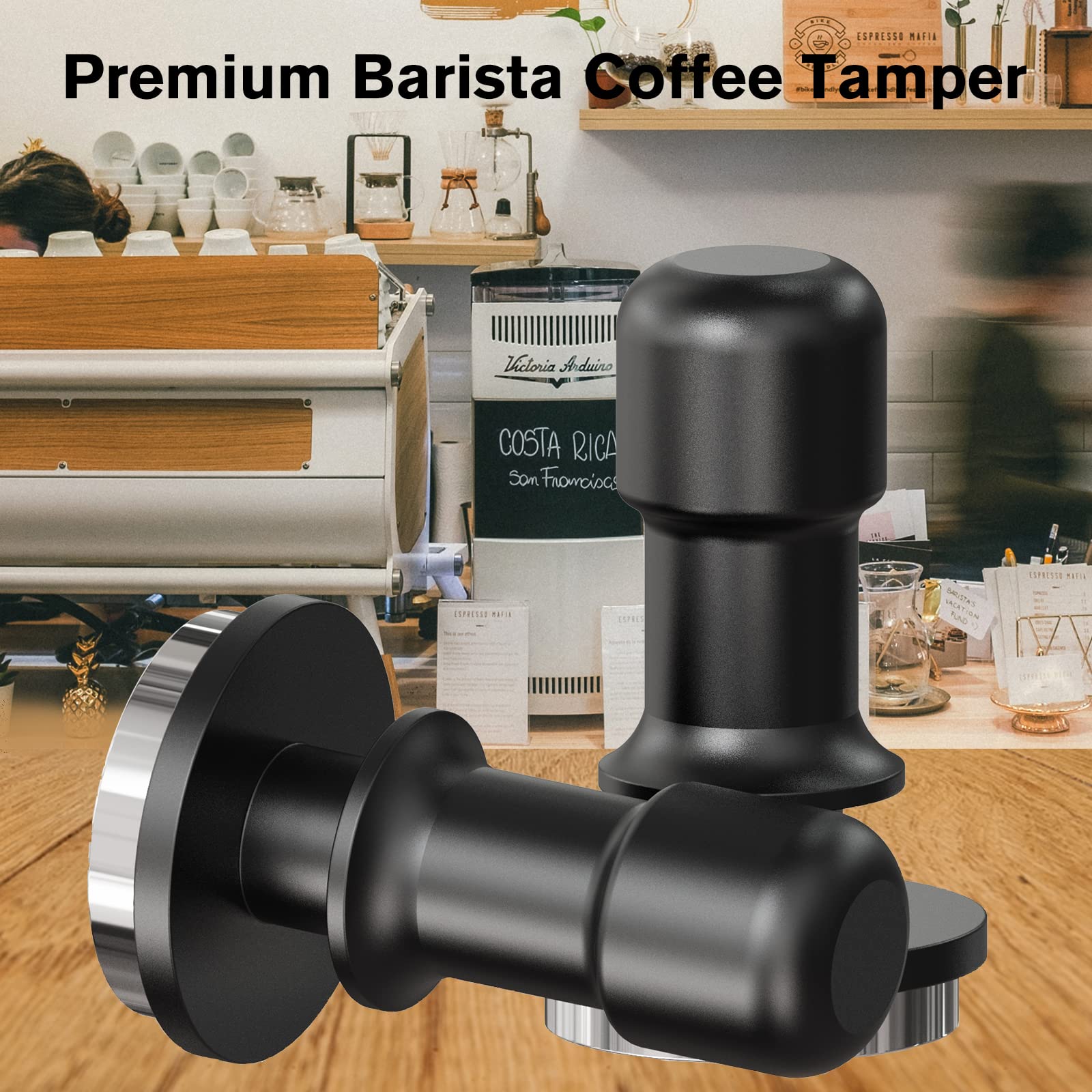 PUSEE 53mm Espresso Coffee Tamper,Premium Calibrated Espresso Tamper 30lb Coffee Tamper with Spring Loaded,100% Stainless Steel Ground Tamper for Barista Home Coffee Espresso Accessories Upgrade3.0