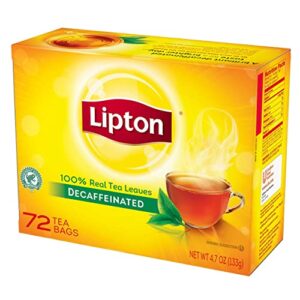 Lipton Decaffeinated Black Enveloped Tea Bags, 72 Count (Pack of 6)