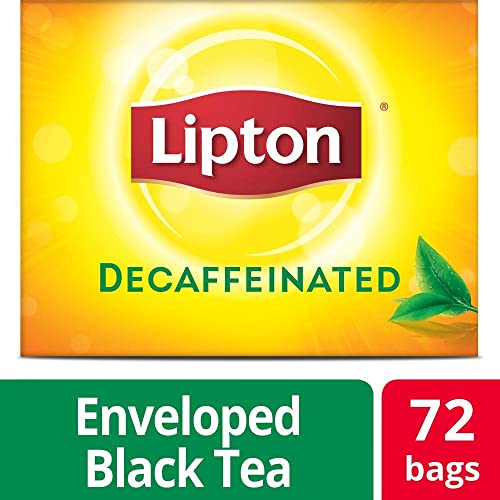 Lipton Decaffeinated Black Enveloped Tea Bags, 72 Count (Pack of 6)