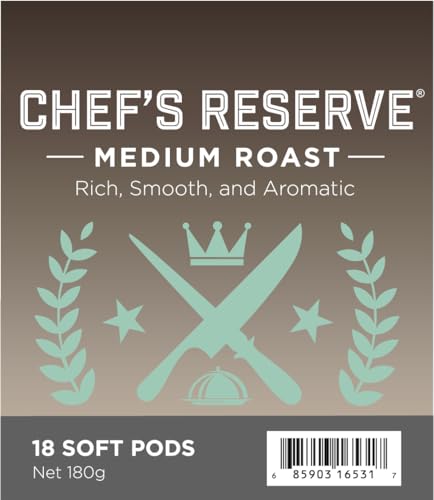 Wolfgang Puck Coffee, Chef's Reserve, Medium Roast, 9.5 Gram Soft Pods, 18 Count (Pack of 1)