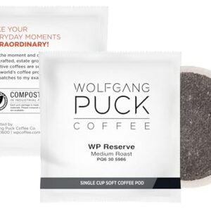 Wolfgang Puck Coffee, Chef's Reserve, Medium Roast, 9.5 Gram Soft Pods, 18 Count (Pack of 1)