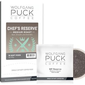 Wolfgang Puck Coffee, Chef's Reserve, Medium Roast, 9.5 Gram Soft Pods, 18 Count (Pack of 1)