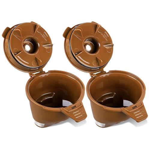 KEEPOW Reusable Single Serve Coffee Filter Coffee Brew Basket for Hamilton Beach FlexBrew Coffee Maker Models 49974 49975 49976 49979 49950 49966 49957 49954 49947 49940 Filter Part, 2 Pack, Brown