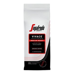 segafredo zanetti ground coffee, vivace medium roast, made with arabica beans, vivacious and balanced flavor