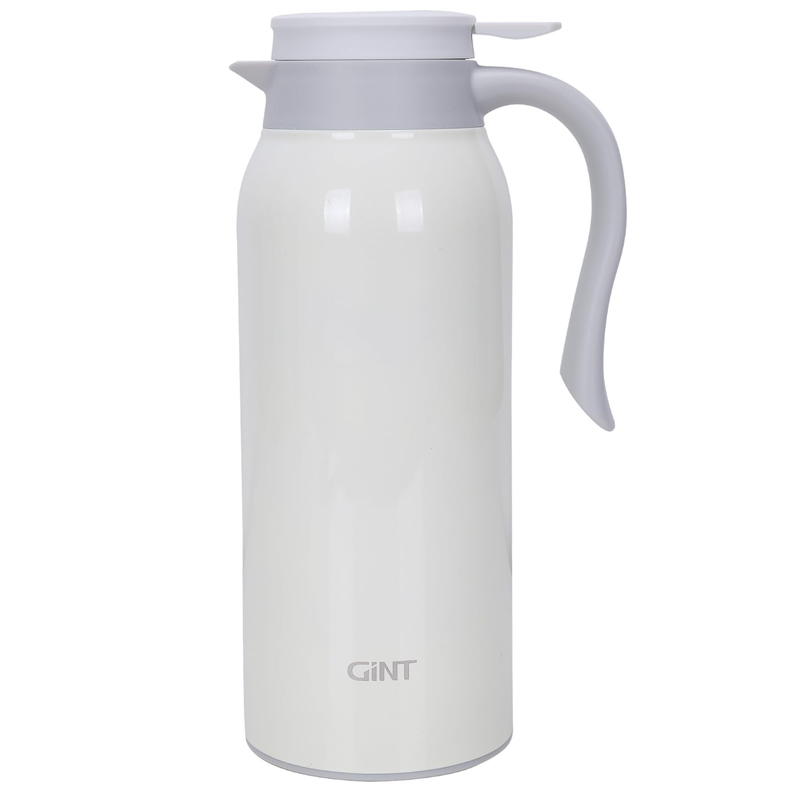 GiNT 51 Oz Stainless Steel Thermal Coffee Carafe, Double Walled Vacuum Thermos, 12 Hour Heat Retention, 1.5 Liter Tea, Water, and Coffee Dispenser (Upgraded version White)