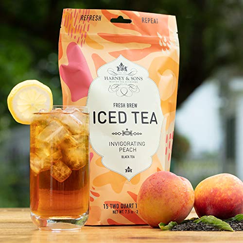 Harney & Sons Iced Tea Bag of Large Teabags, Peach, 15 Count