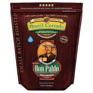 2lb don pablo gourmet coffee - brazil cerrado - medium dark roast - whole bean coffee - 100% arabica beans - low acidity and non-gmo - 2lb bag