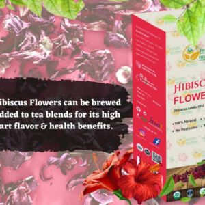 Herbs Botanica Hibiscus Flower Dried Organic For Tea, Hair Growth, Flor De Jamaica Organica Whole Full Flower Petals Cake Decoration & Cocktails 7.05 Oz / 200 Gms