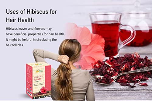 Herbs Botanica Hibiscus Flower Dried Organic For Tea, Hair Growth, Flor De Jamaica Organica Whole Full Flower Petals Cake Decoration & Cocktails 7.05 Oz / 200 Gms