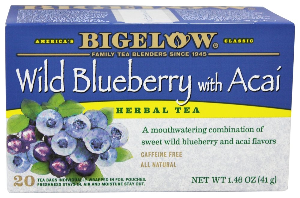 Bigelow Tea Wild Blue Berry Acai Bag 1.46 oz ct, Blueberry, 20 Count, (Pack of 1)