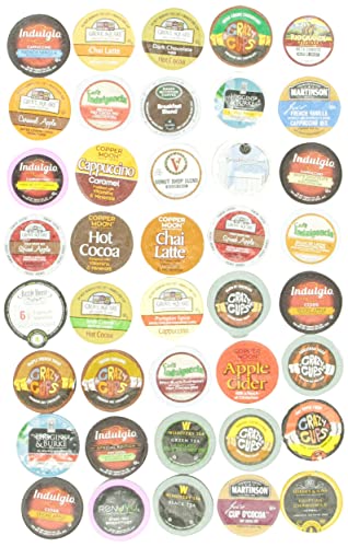 Perfect Samplers Coffee, Tea, Cider,Cappuccino For Keurig K Cups Brewers, Mix 40 Count