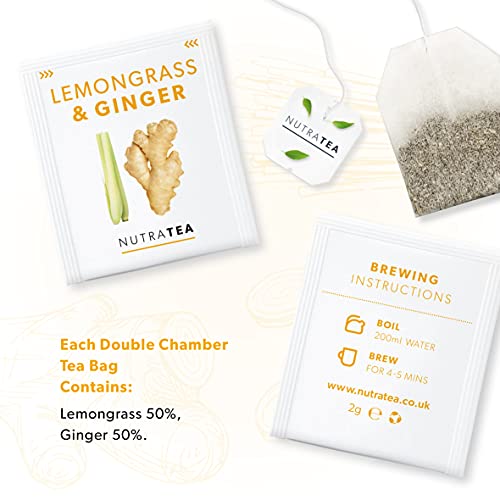 Nutra Tea - Lemongrass & Ginger Tea - 20 Tea Bags - Herbal Tea