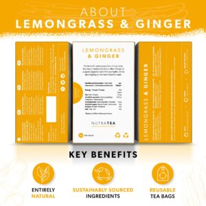 Nutra Tea - Lemongrass & Ginger Tea - 20 Tea Bags - Herbal Tea