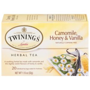 Twinings Tea, Camomile, Honey & Vanilla - Comforting Caffeine Free Blend, Twinings Camomile Tea Bags with Honey & Vanilla, Soothing Twining Sleep Tea Beverage, 20 Count