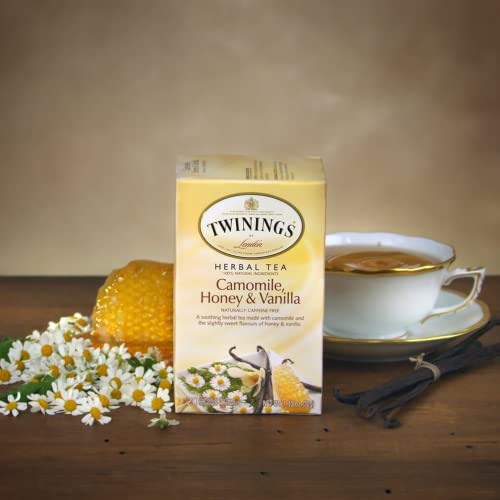 Twinings Tea, Camomile, Honey & Vanilla - Comforting Caffeine Free Blend, Twinings Camomile Tea Bags with Honey & Vanilla, Soothing Twining Sleep Tea Beverage, 20 Count