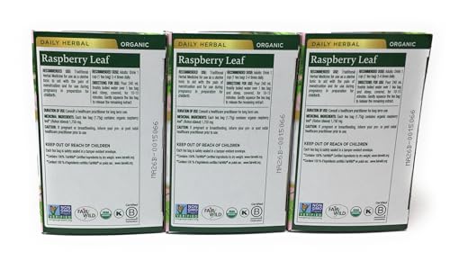 Traditional Medicinals Organic Raspberry Leaf Herbal Tea Caffeine Free, 16 ct. (Pack Of 3)