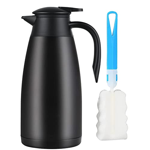 68oz Stainless Steel Thermal Coffee Carafe,Double Walled Vacuum Thermos, Thermal Pot Flask for Coffee, Tea, Hot Water, Hot Beverage,12 Hours Hot, 24 Hours Cold,Black