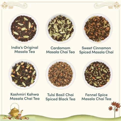 VAHDAM, Assorted Chai Tea Gift Sets (4.2oz/60+ Cups) - 12 Assorted Chai Loose Leaf Tea In Luxury Gift Box | Gluten Free, Non GMO Tea Variety Pack | Gifts for Women, Gifts for Men, Gifts for Him/Her