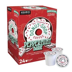 the original donut shop coffee 24 k cups count pods capsules (flavors) light/medium/bold roast flavored premium coffee for keurig machine (24 k-cups original donut shop peppermint bark)