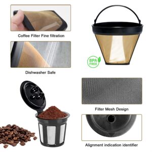 Reusable Coffee Filter for Ninja Dual Brew Coffee Maker,2 Pcs Reusable K cups Coffee Pods and 1 pcs Coffee Maker Filter #4 Compatible with Ninja CFP301 CFP201 CFP400 Coffee