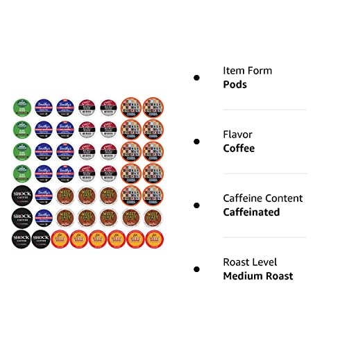 High Caffeine Coffee Pods Variety Pack - Sample The Strongest Coffee From the Top Brands with Our Extra Caffeine Sampler of 50 Coffee Pods Compatible with Keurig K Cup Coffee Makers