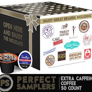 High Caffeine Coffee Pods Variety Pack - Sample The Strongest Coffee From the Top Brands with Our Extra Caffeine Sampler of 50 Coffee Pods Compatible with Keurig K Cup Coffee Makers