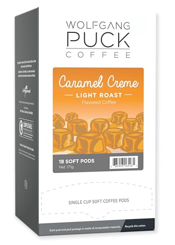 Wolfgang PuckCoffee, Caramel Cream, 9.5 Gram Soft Pods, 18 Count (Pack of 1)