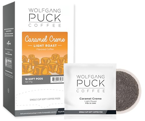 Wolfgang PuckCoffee, Caramel Cream, 9.5 Gram Soft Pods, 18 Count (Pack of 1)