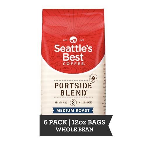 Seattle's Best Coffee Portside Blend Medium Roast Whole Bean Coffee | 12 Ounce Bags (Pack of 6)