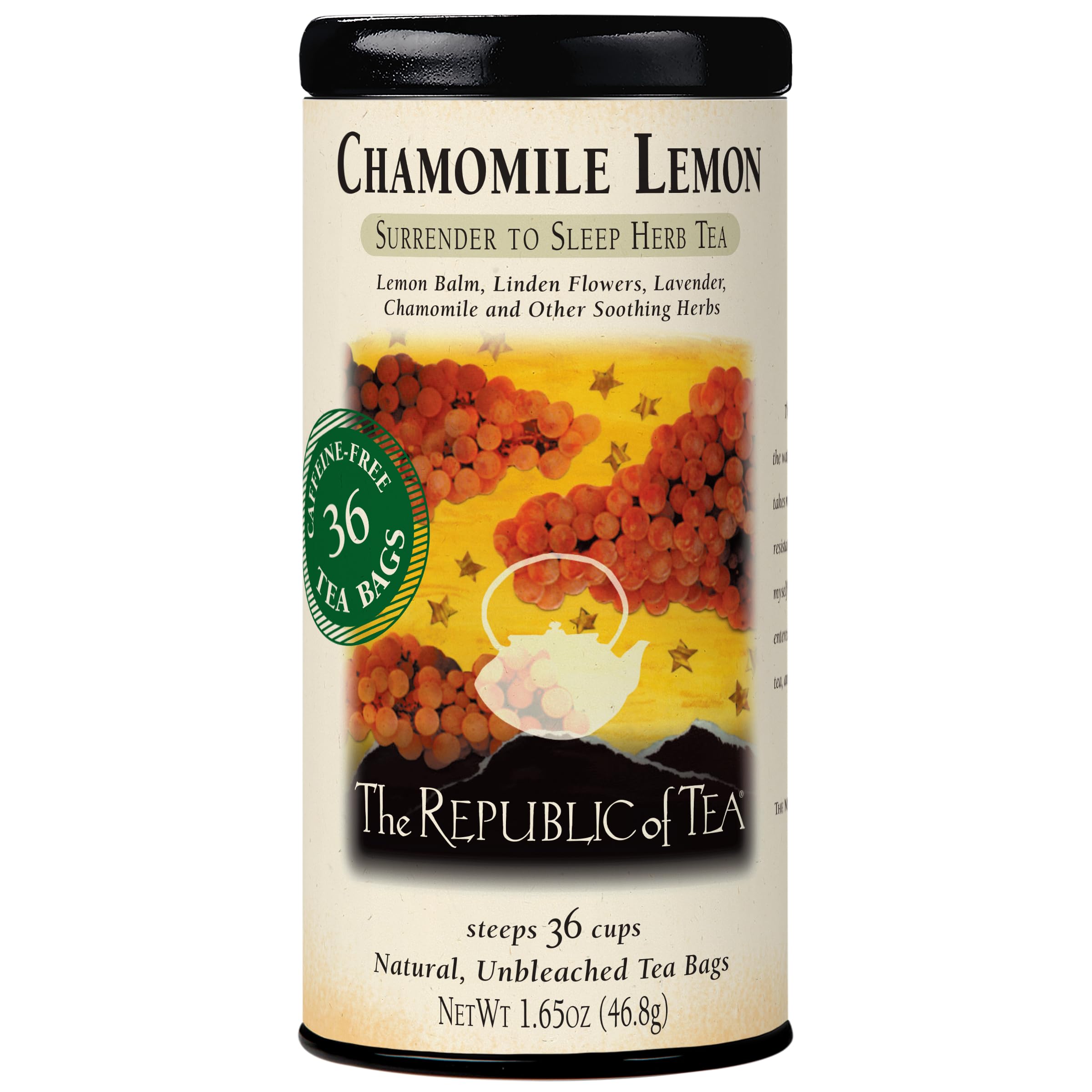 The Republic of Tea Chamomile Lemon Herbal Tea, 36 Tea Bag Tin